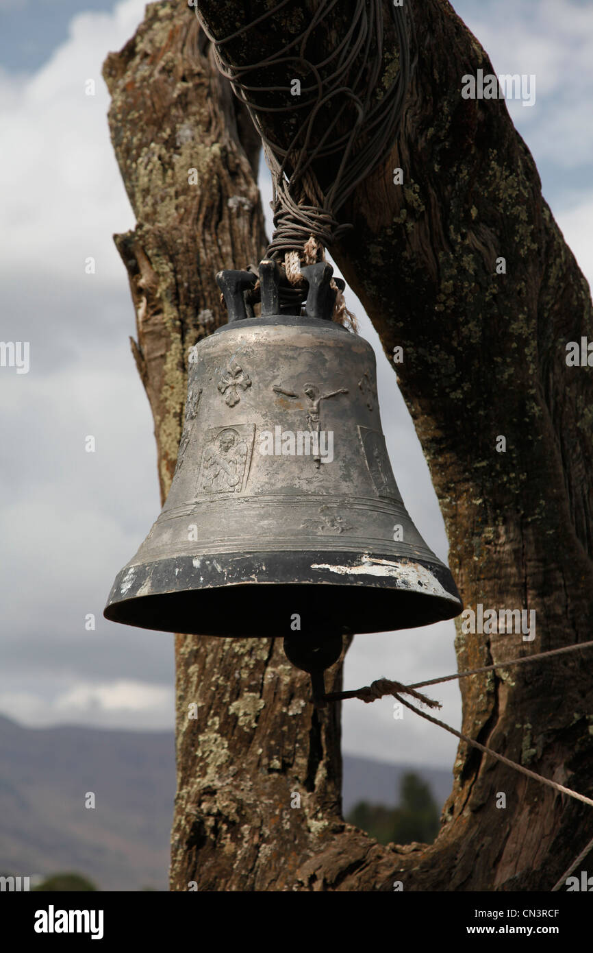 Bell in an ancient rock-hewn churches of Lalibela, Ethiopia Stock Photo ...