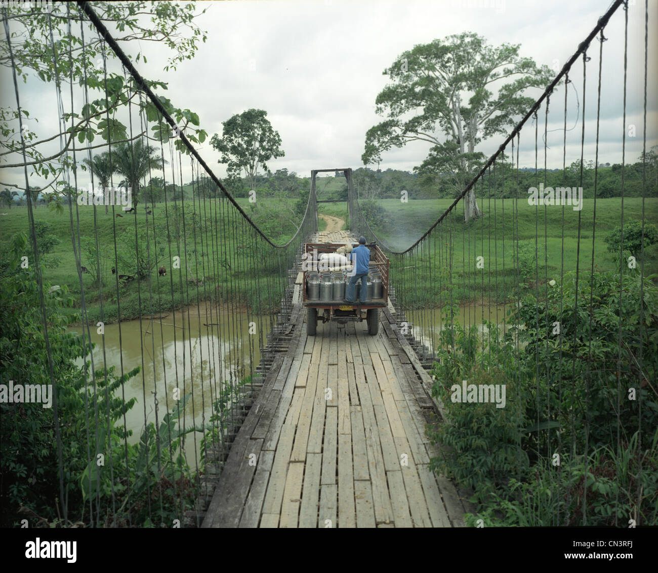 Truck crossing an old bridge Stock Photo - Alamy