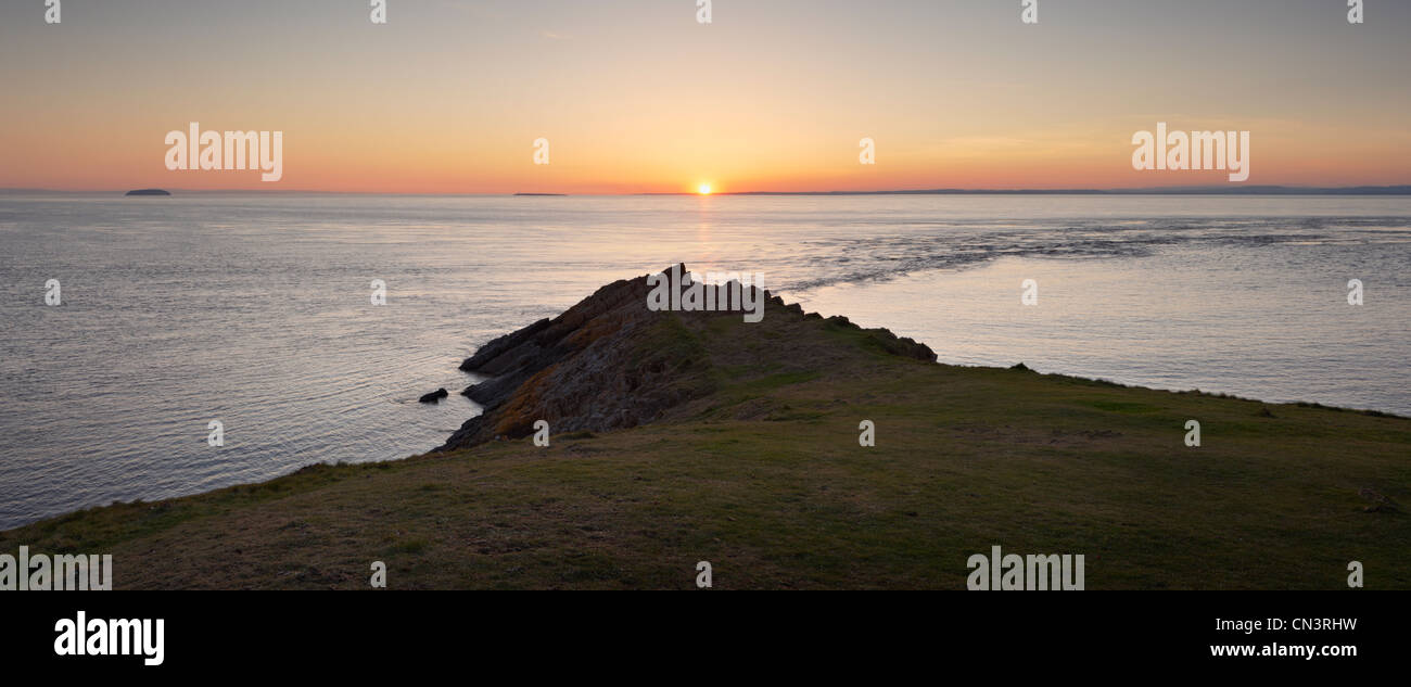 Sunset at Sand Point near Weston-super-Mare. Somerset. England. UK ...