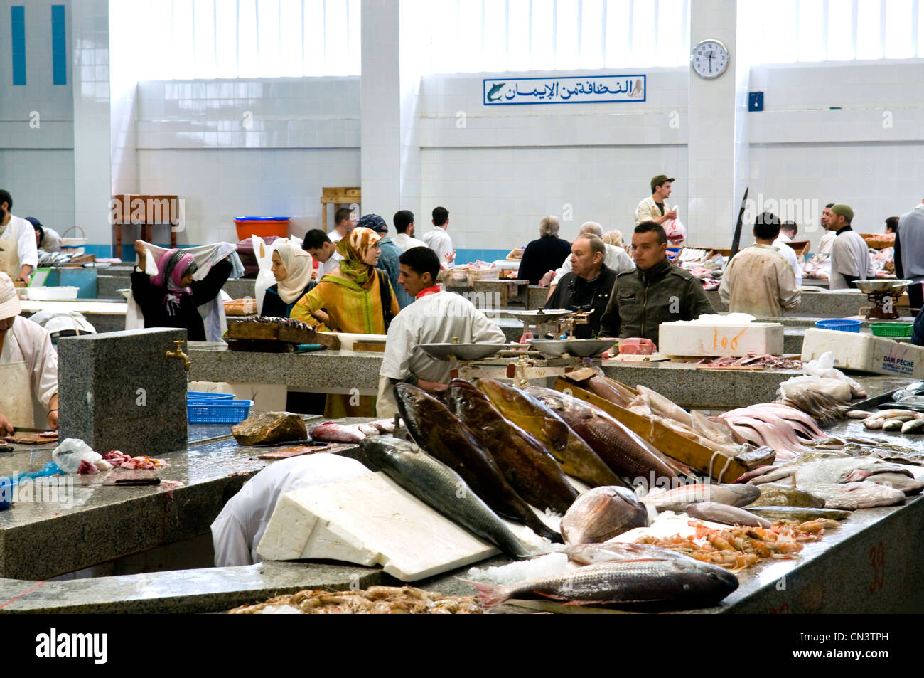 Morocco, Tangier Tetouan Region, Tangier, market at the Grand Socco ...