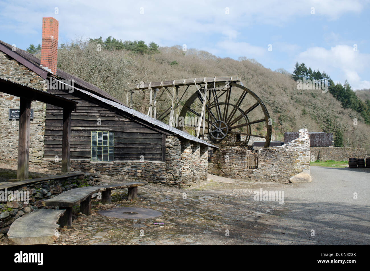 Overshot waterwheel at Morwellham Quay, Devon England UK Stock Photo ...