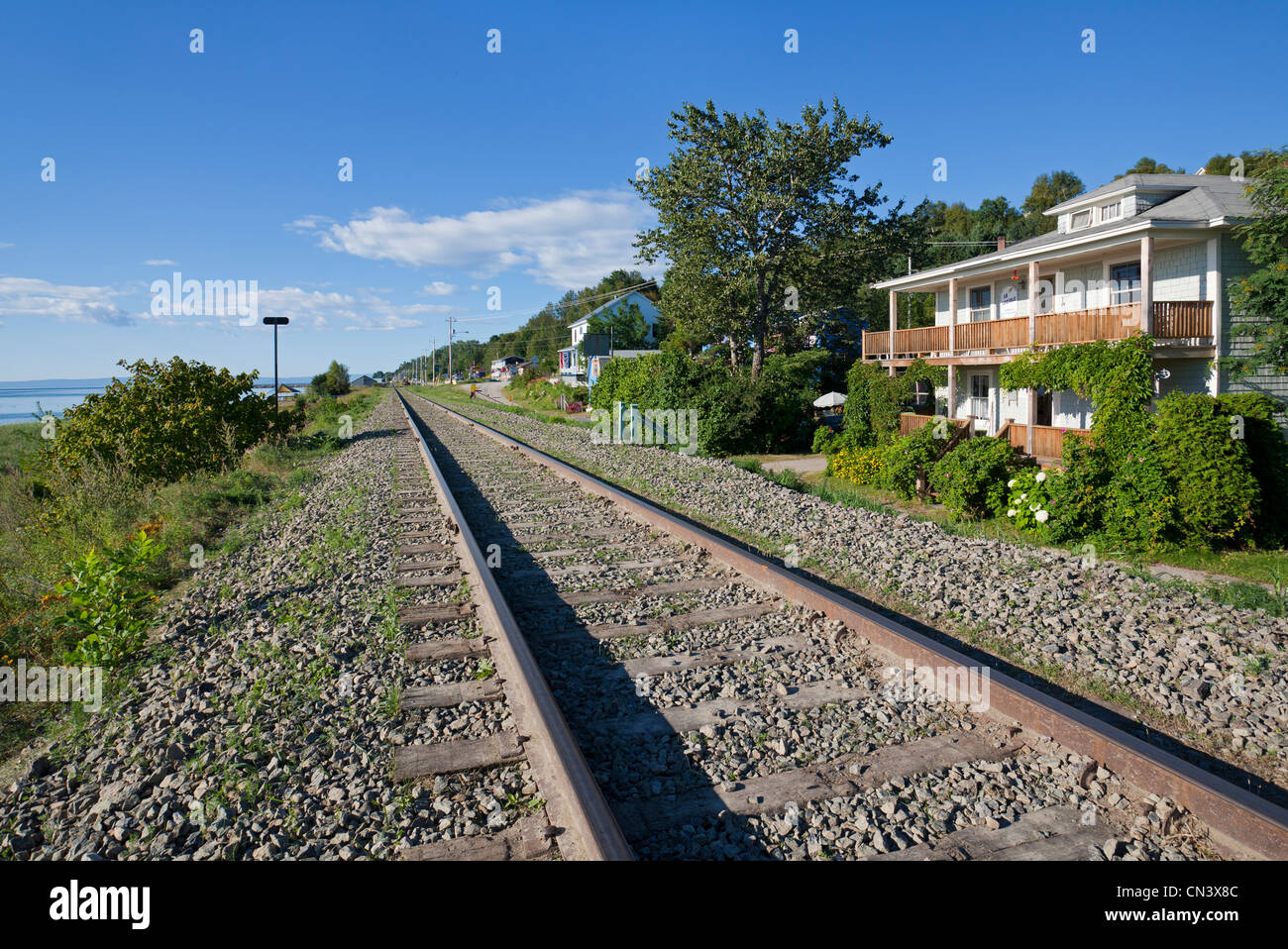 Canada, Quebec province, Charlevoix region, St Irenee, the railway runs ...
