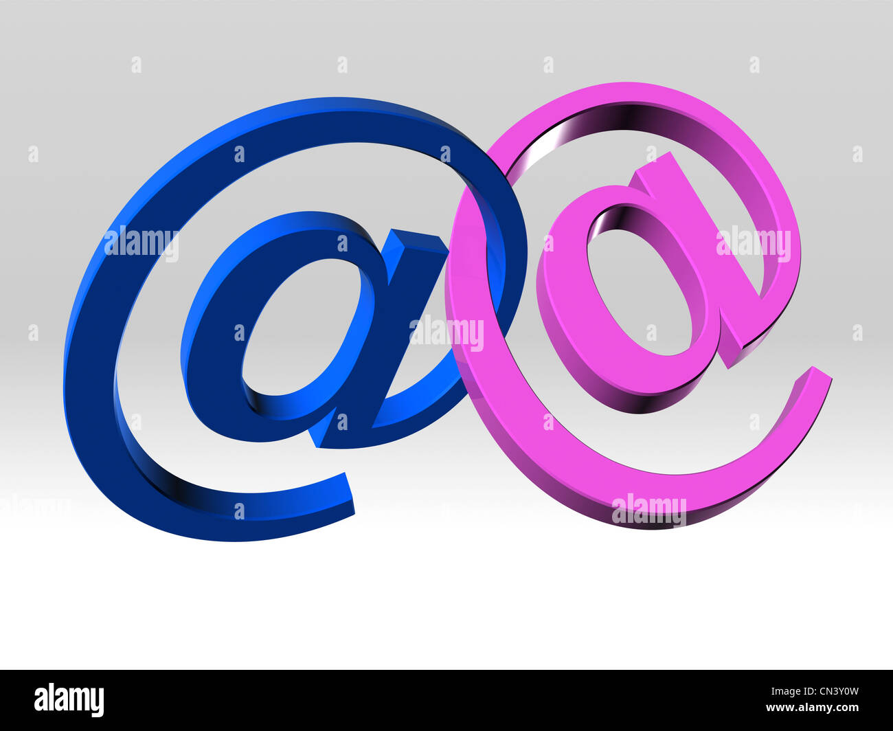 two email symbol linked, 3d illustration Stock Photo - Alamy