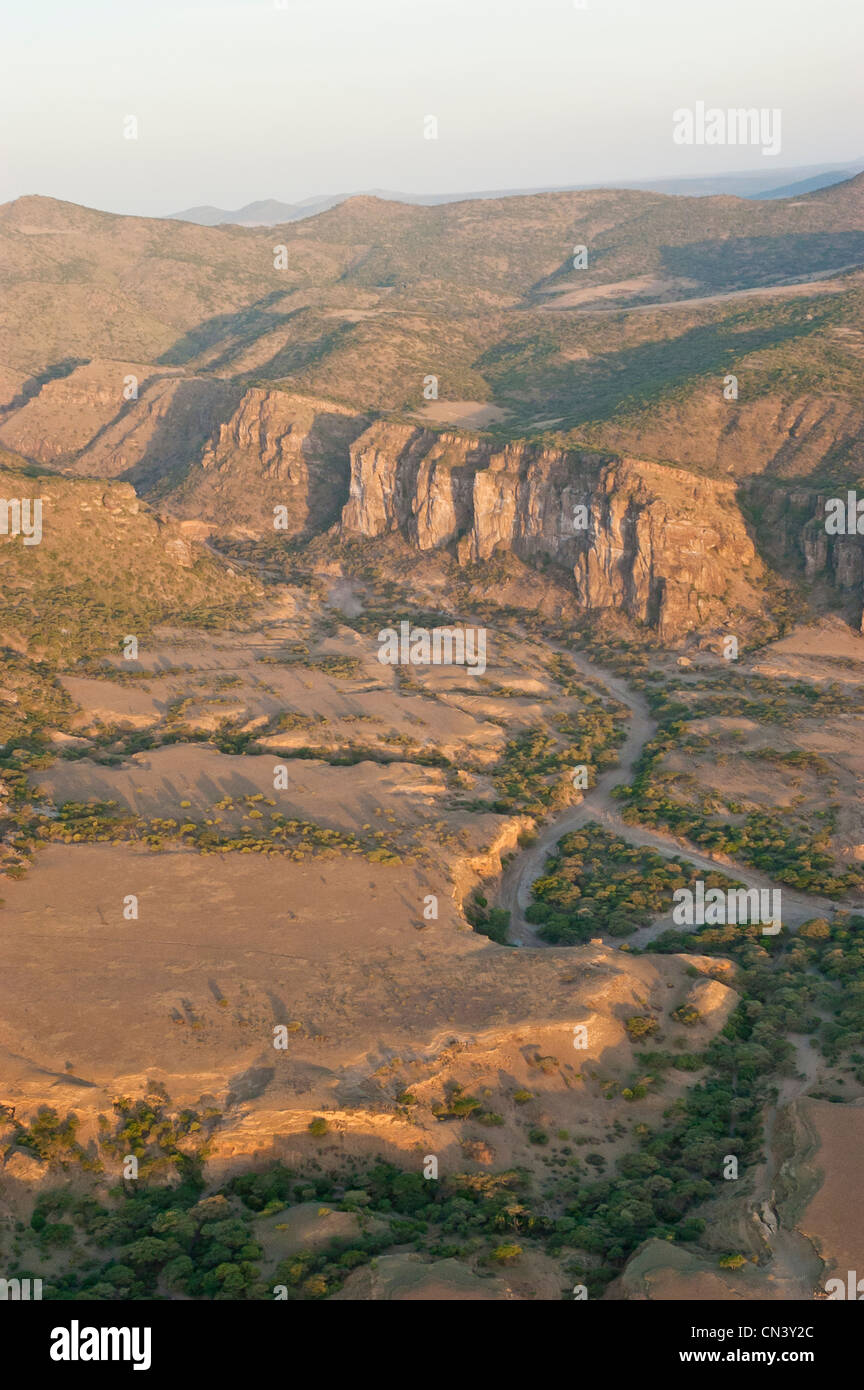 Ol Karien gorge and sand river, aerial view, Tanzania Stock Photo - Alamy
