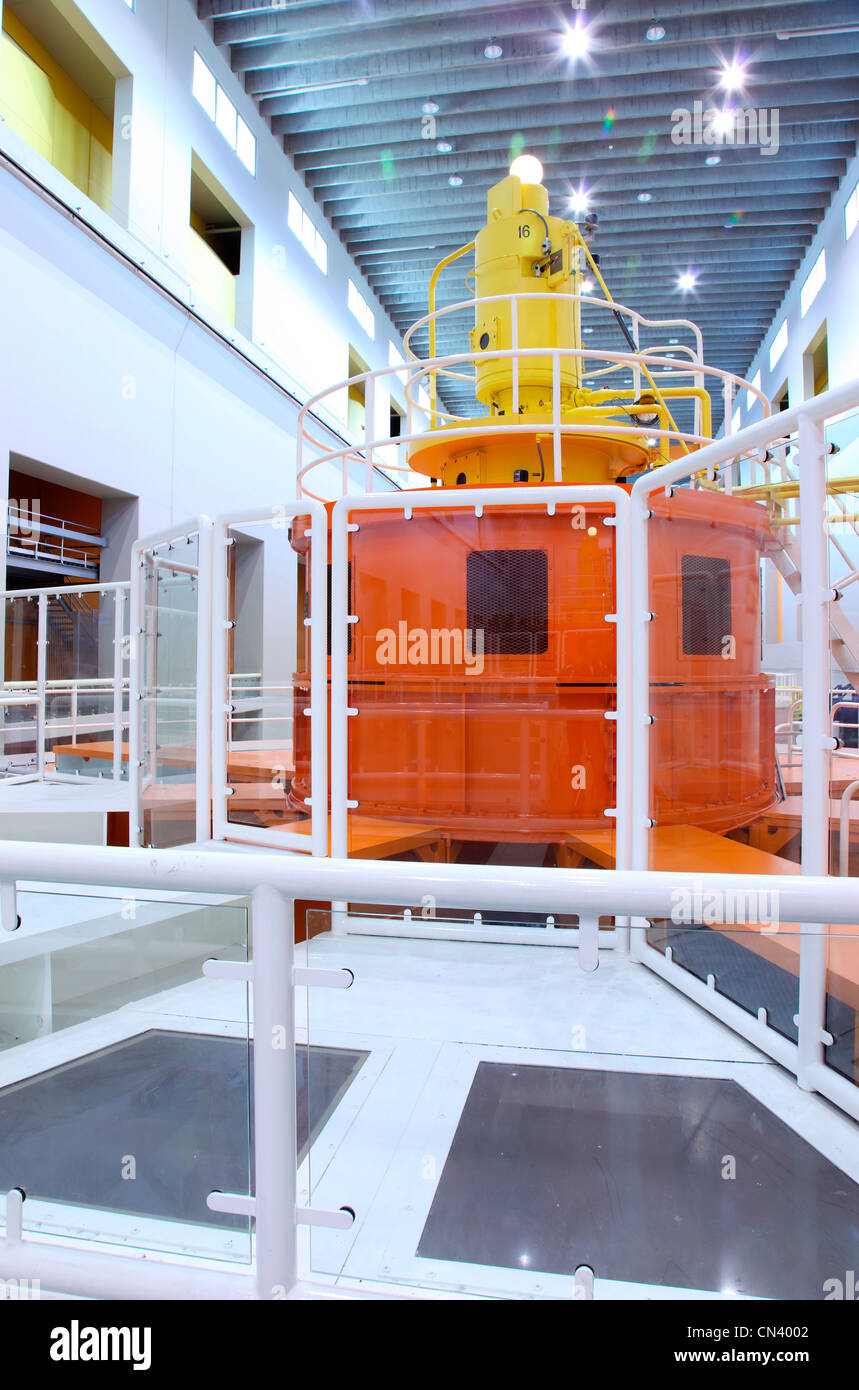 A platform on a generator inside an industrial complex, Bonneville ...
