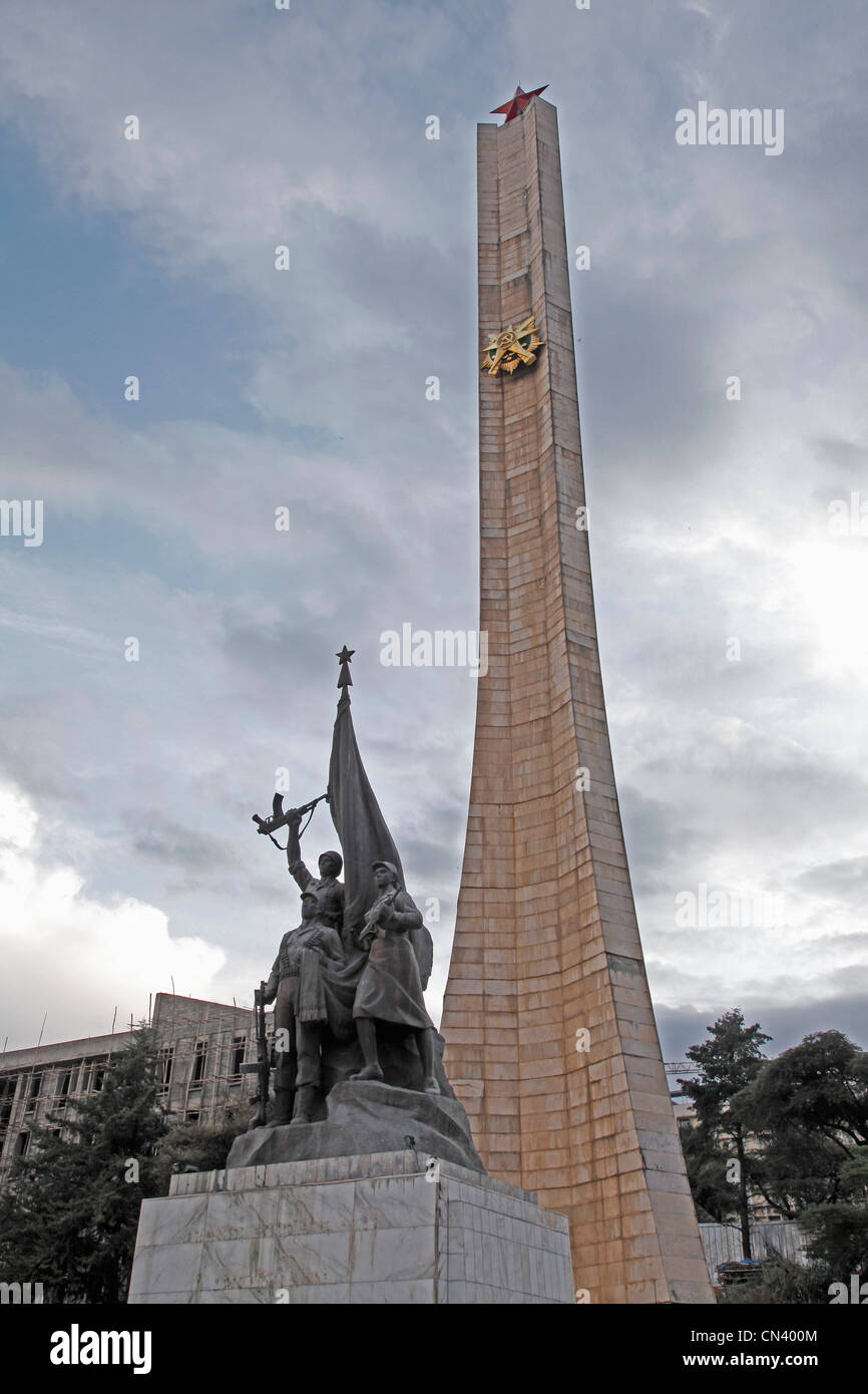 Monument to the Derg communist military junta, led by Mengitsu Haile ...