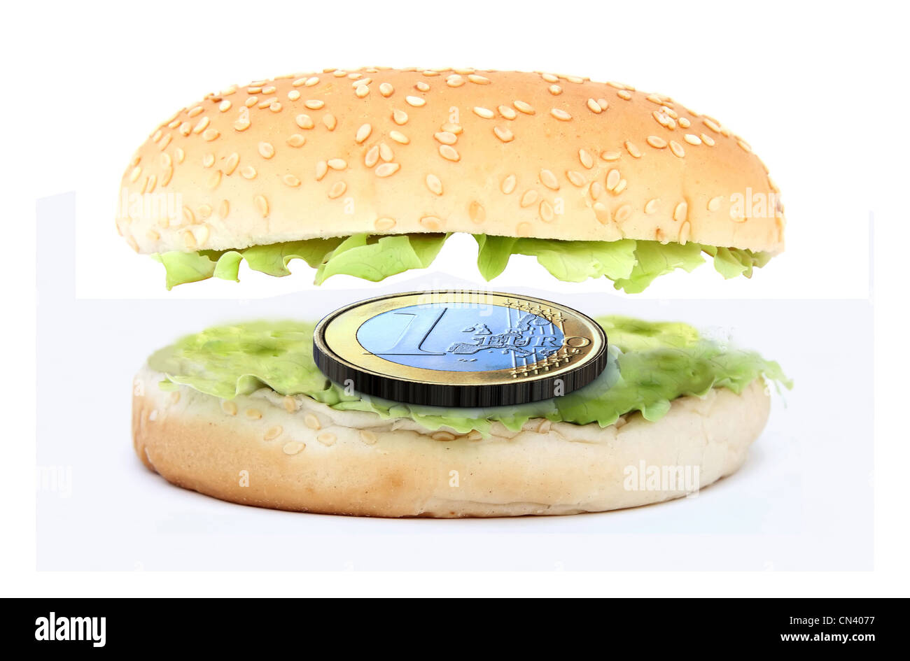 sandwich stuffed with a one euro coin 3d illustration Stock Photo - Alamy
