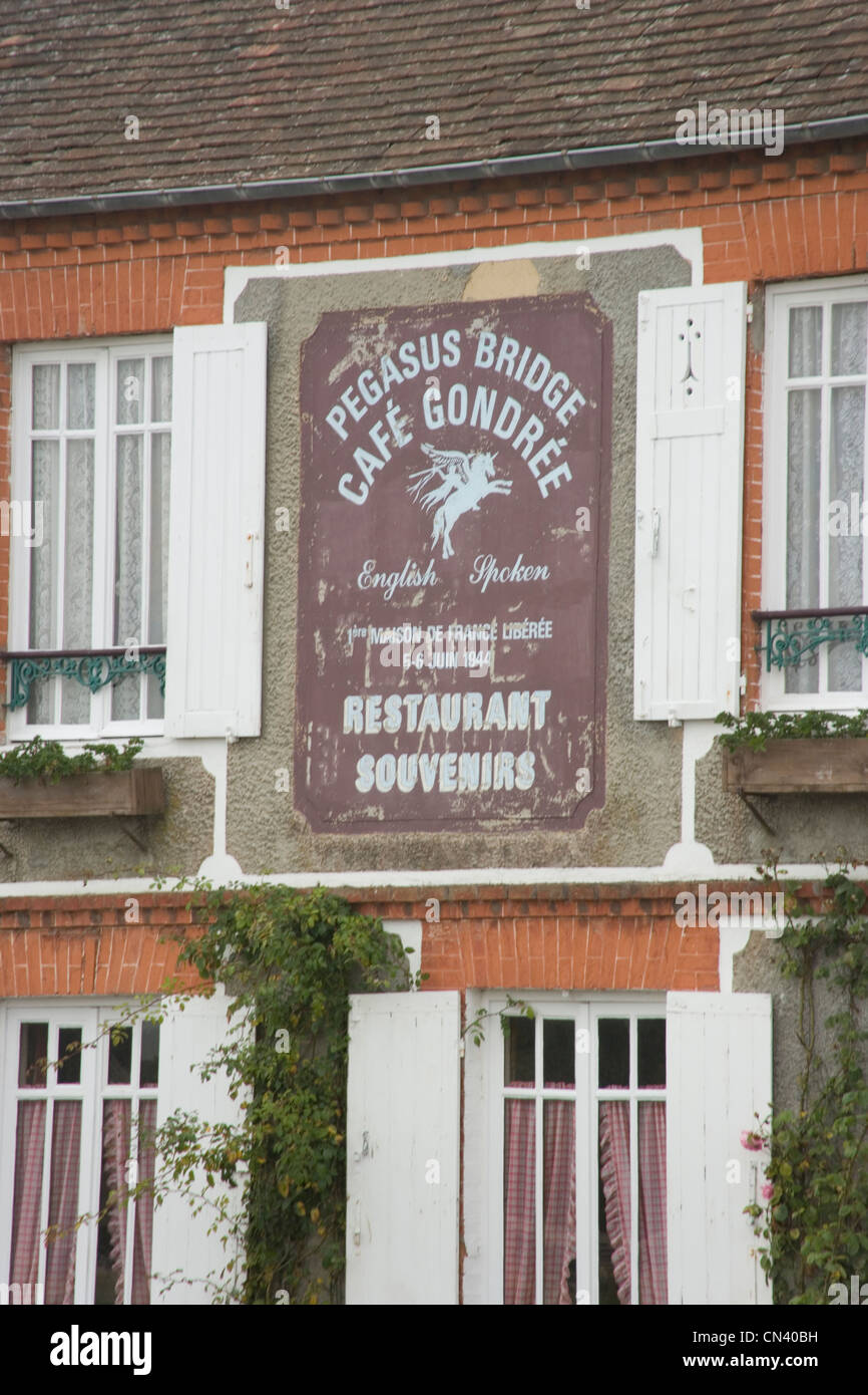 Pegasus cafe on the Orne Canal scene of the landing of British gliders ...