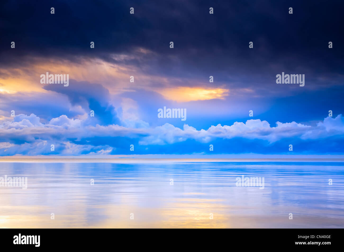 Storm clouds and Lake Winnipeg at sunrise, Gimli, Manitoba Stock Photo ...
