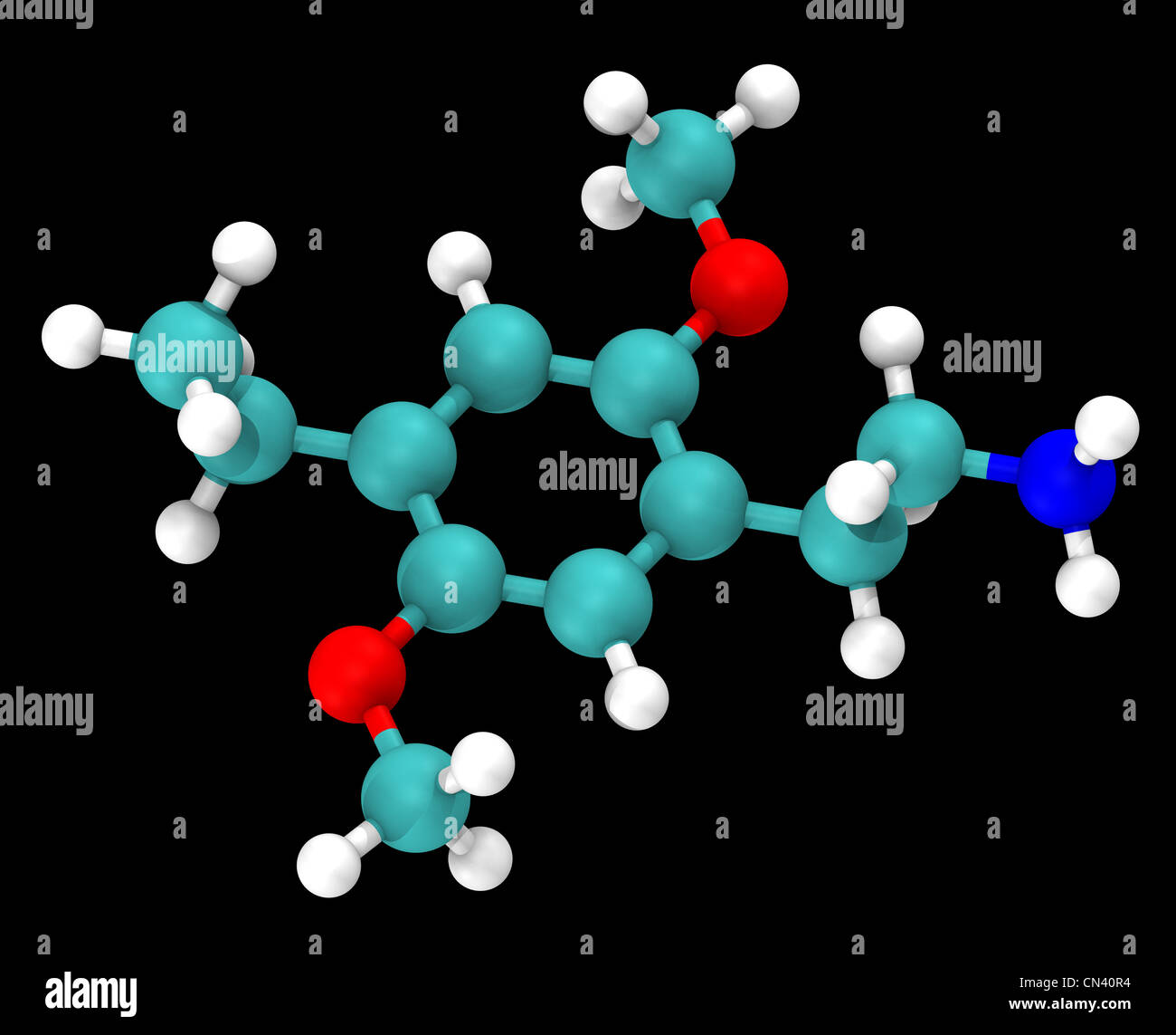 Ball-and-stick molecular model of 2C-E (2,5-dimethoxy-4-ethylphenethylamine Stock Photo - Alamy