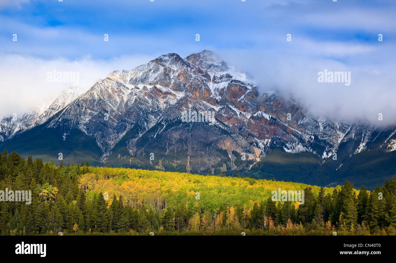 Fall Colours and Pyramid Mountain, Jasper National Park, Alberta Stock ...