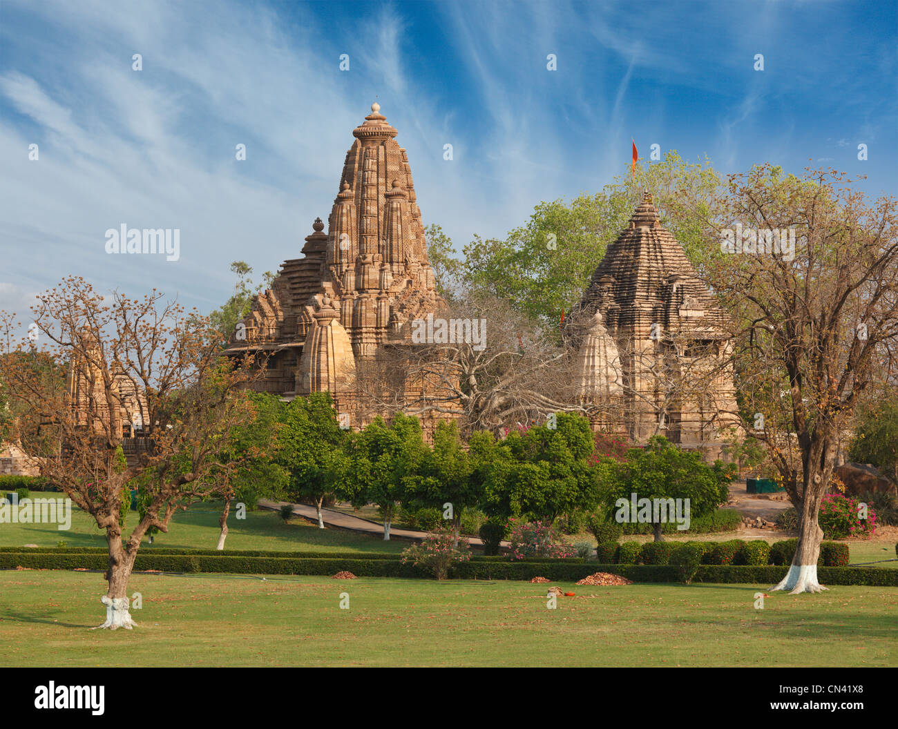 Lakshmana and Matangeshwar temples on sunset. Khajuraho, India Stock ...