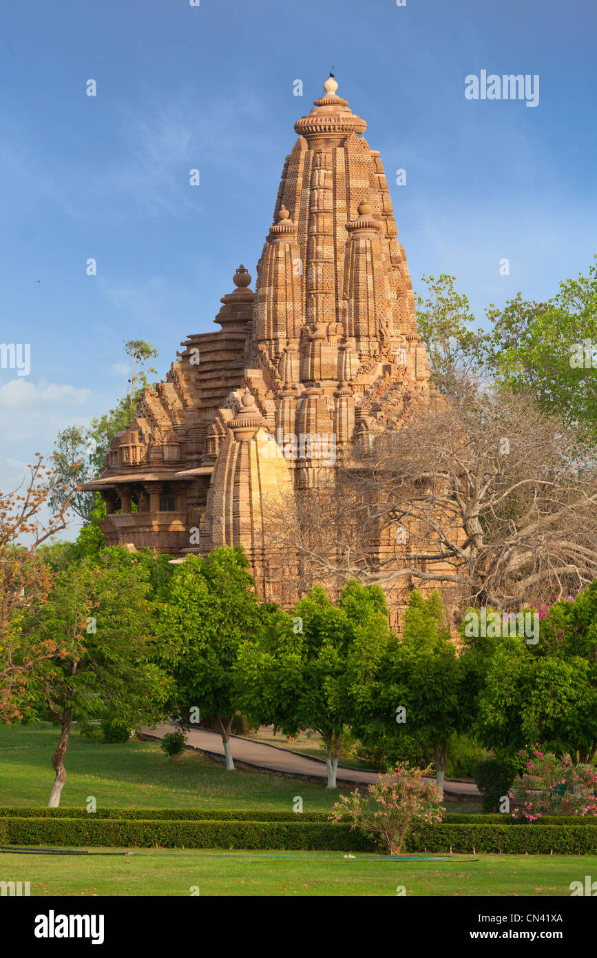 Lakshmana and Matangeshwar temples on sunset. Khajuraho, India Stock ...