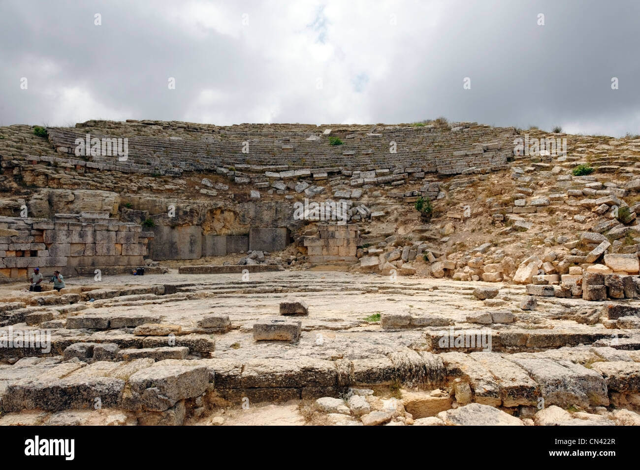 Cyrene. Libya. View of the Greek theatre / Roman Amphitheatre situated ...