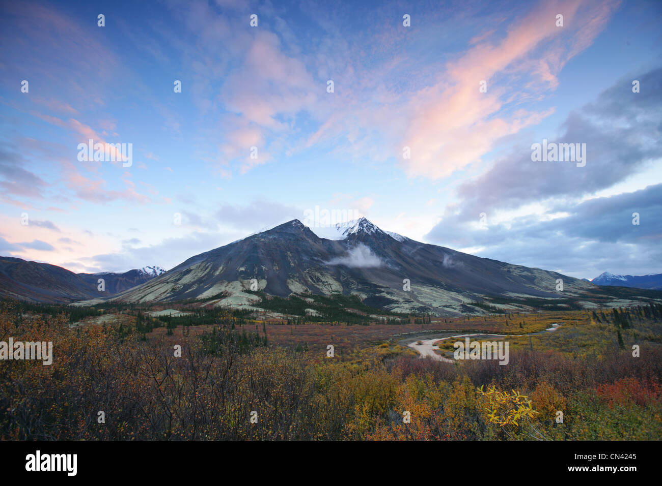 North Canol Road in Autumn at Sunset, MacMillian Pass, Yukon Stock ...