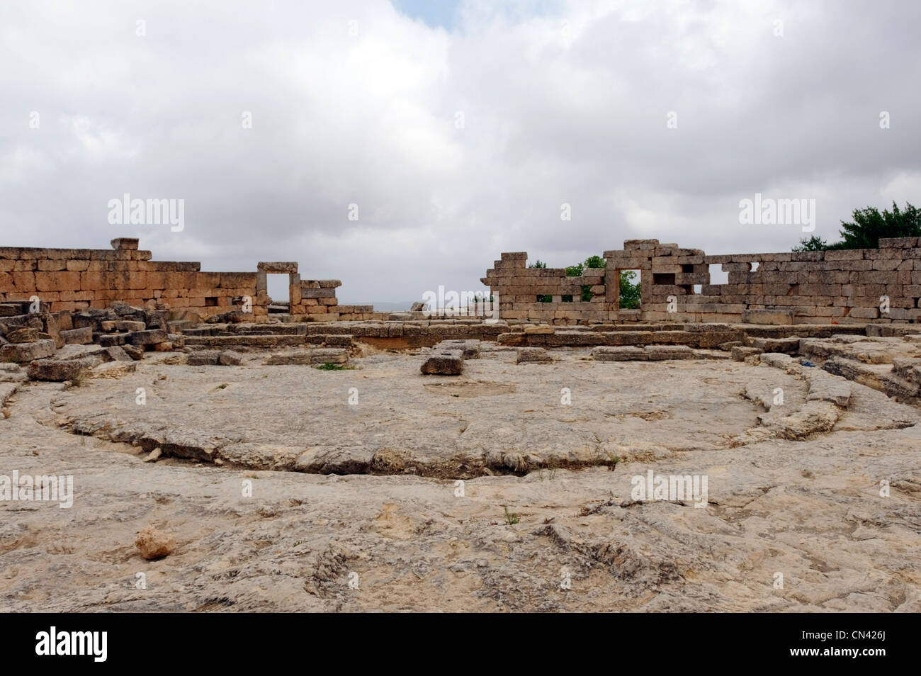 Cyrene. Libya. View of the Greek theatre / Roman Amphitheatre situated ...