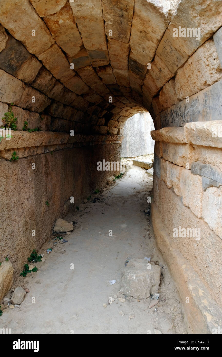 Cyrene. Libya. View of the covered tunnel at Greek theatre / Roman ...