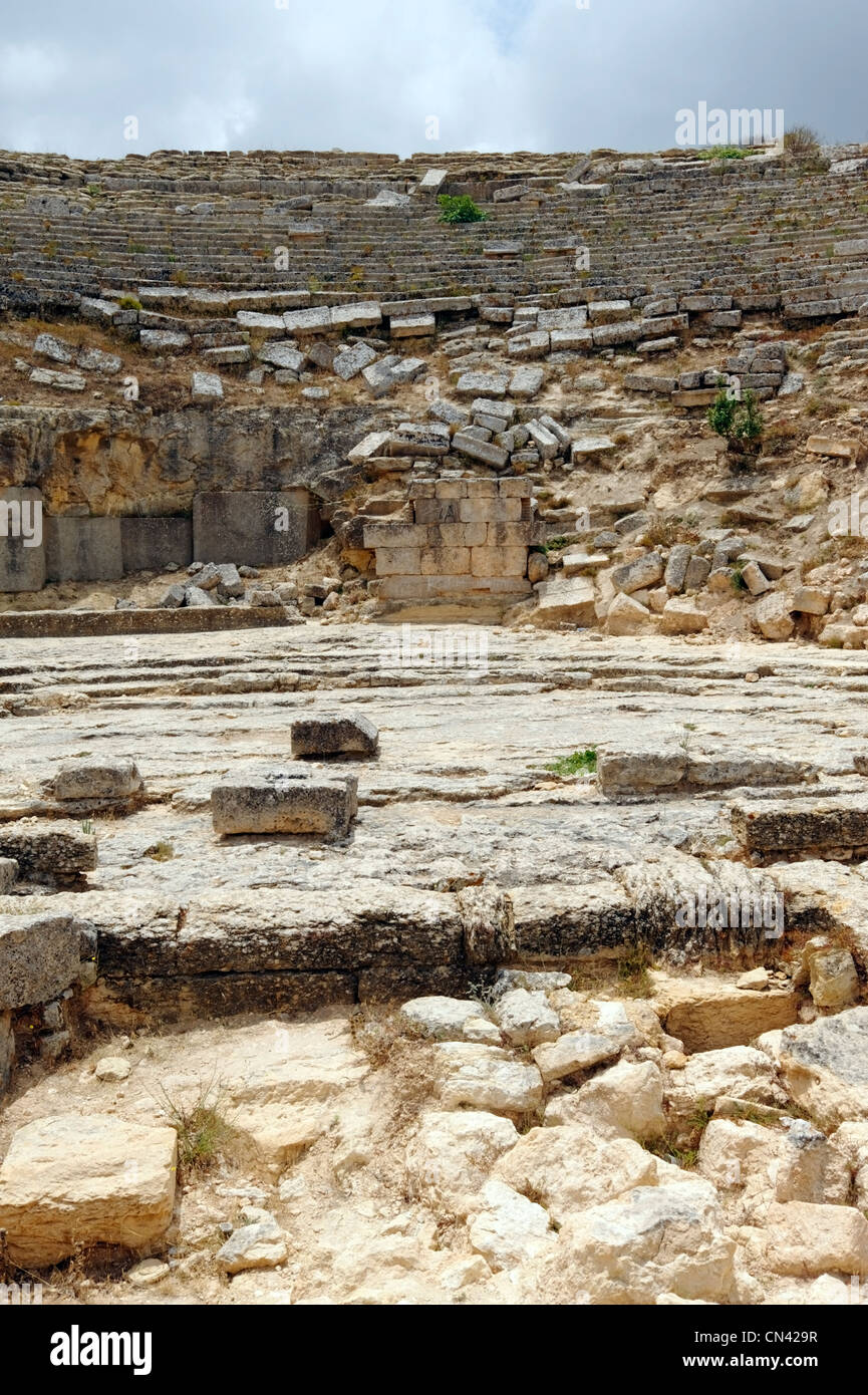 Cyrene. Libya. View of the Greek theatre / Roman Amphitheatre situated ...