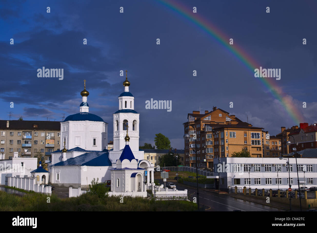 Rainbow over church hi-res stock photography and images - Alamy