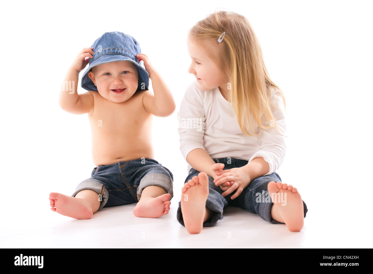 the studio portrait of two sisters Stock Photo - Alamy