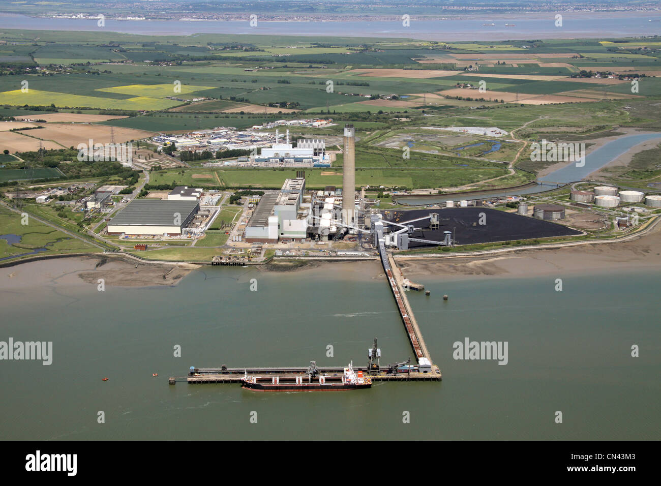 aerial view of the now demolished Kingsnorth Power Station, Rochester ...