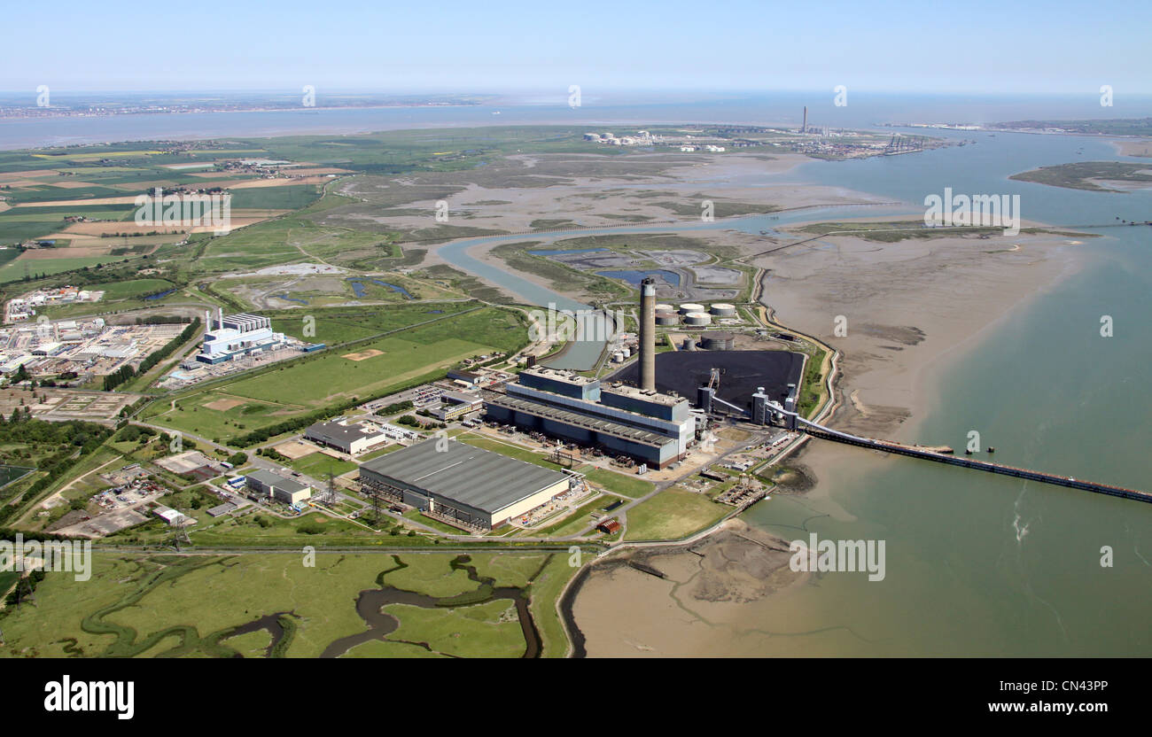 aerial view of the now demolished Kingsnorth Power Station, Rochester ...