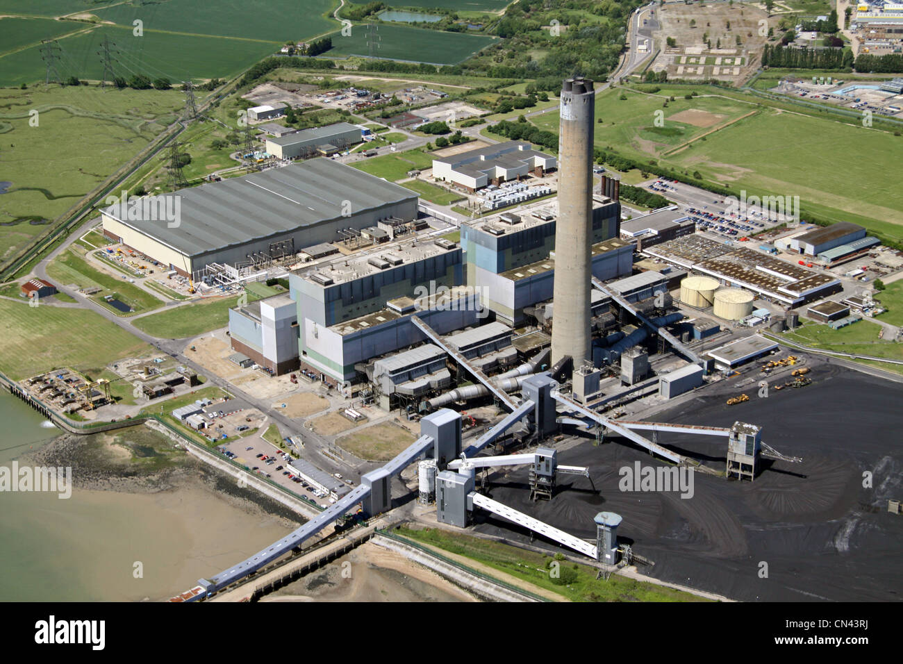 aerial view of the now demolished Kingsnorth Power Station, Rochester ...