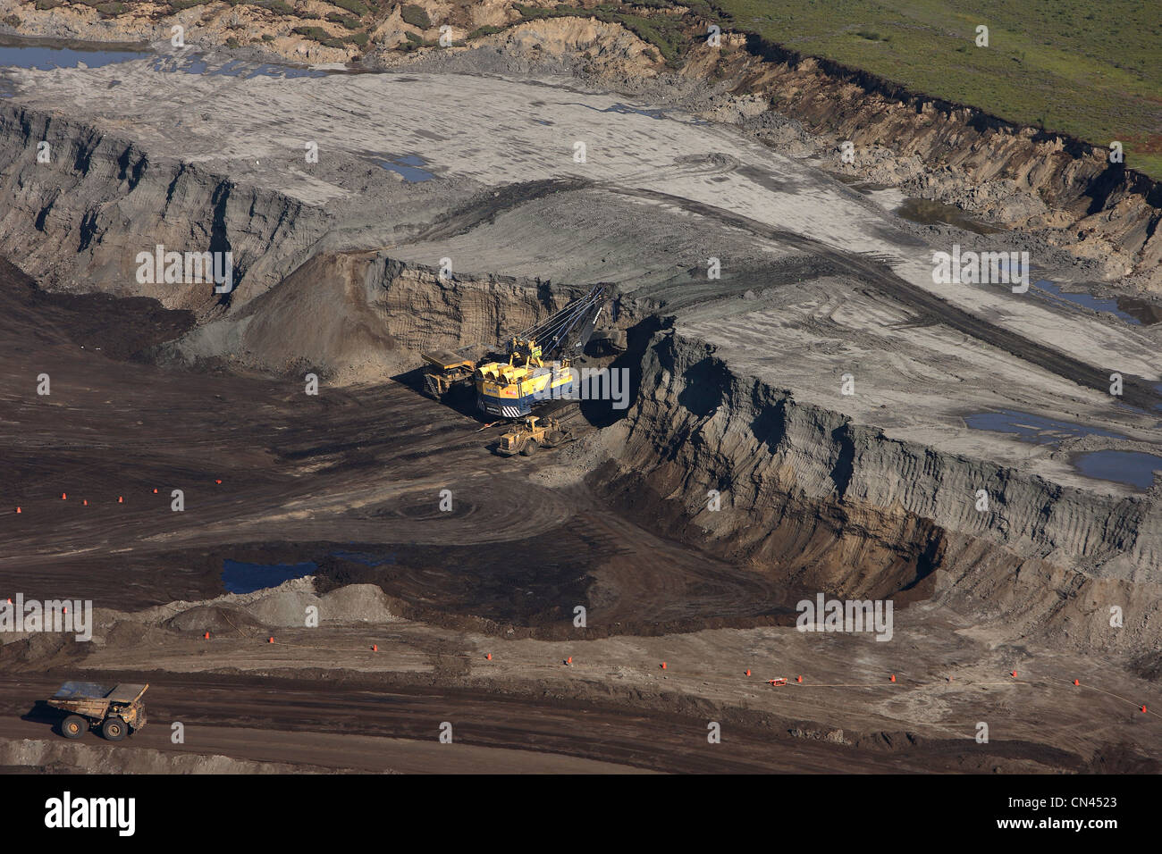 Oil sands mining at Suncor project near Fort McMurray, AB; Caterpillar ...