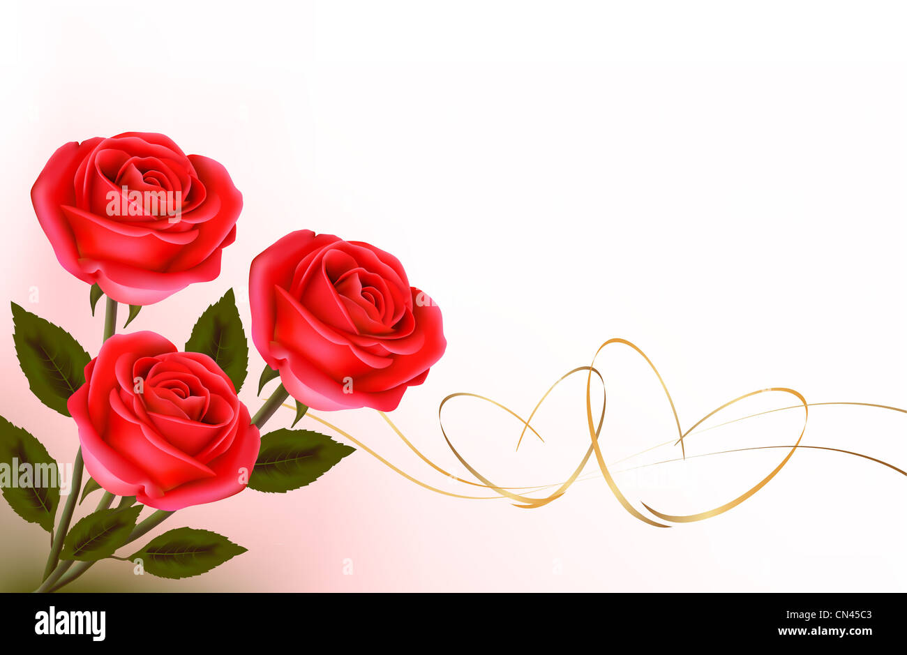 Three roses with heart. Valentine background Stock Photo - Alamy