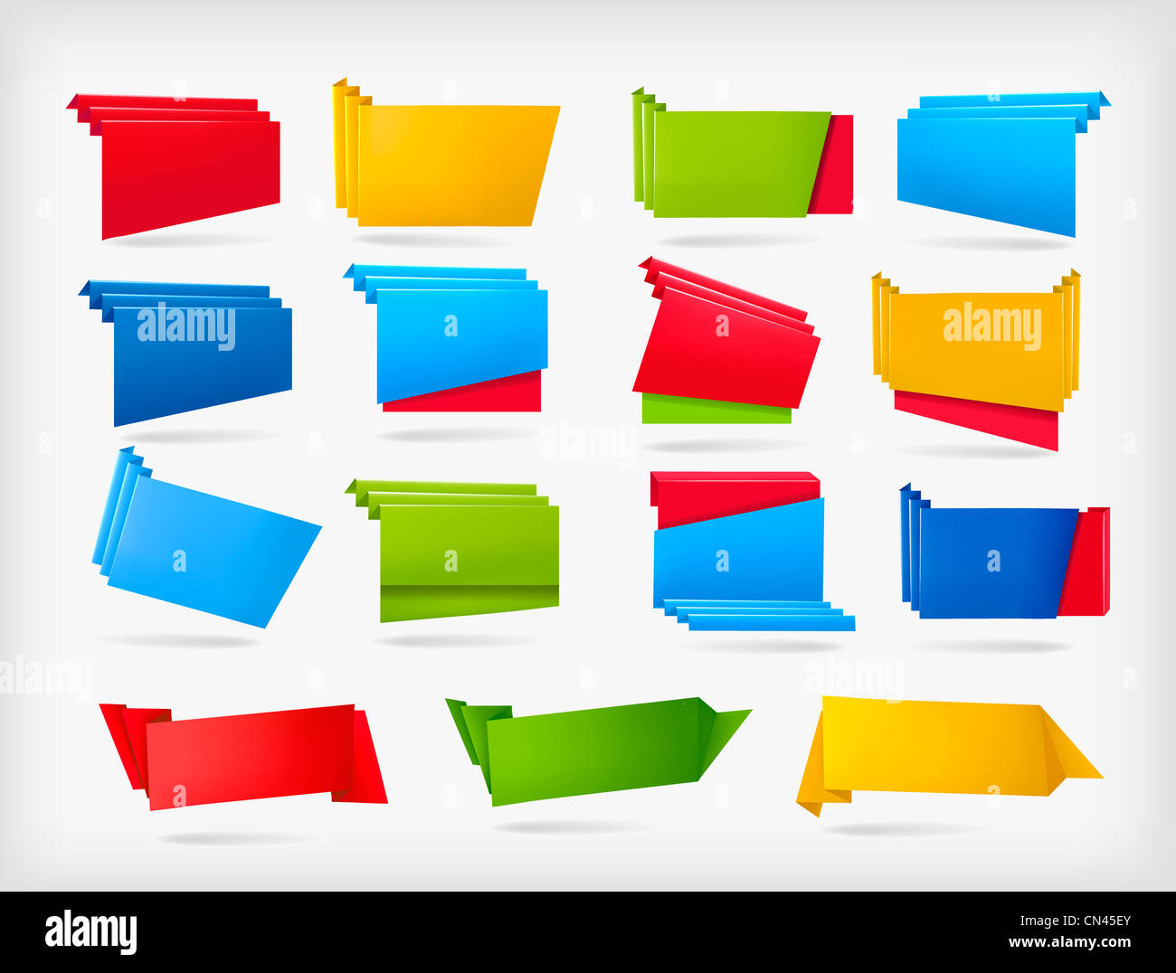Set of colorful origami paper banners Stock Photo - Alamy