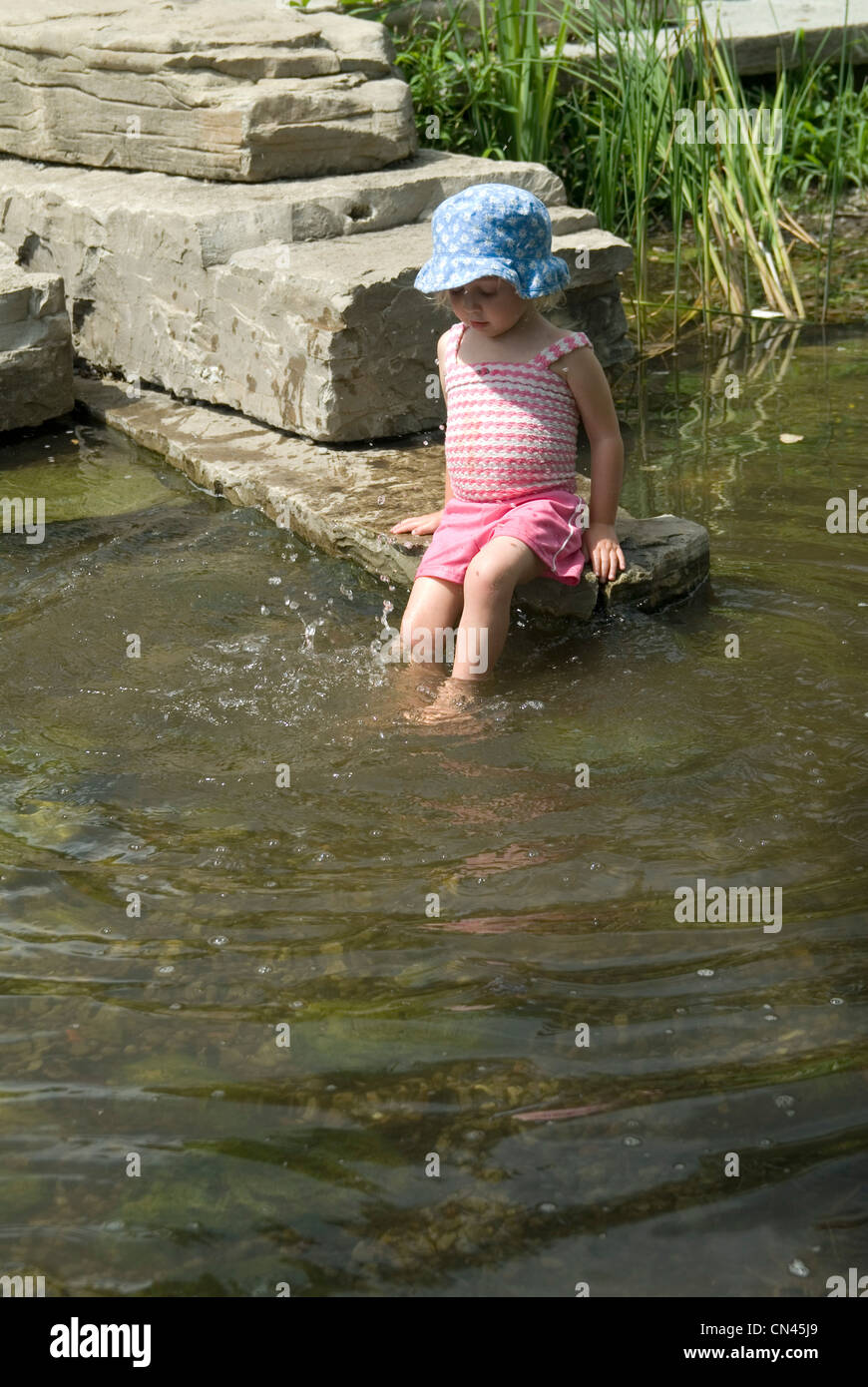 Little Girl Playing in a Pond, Scott's Plains Park, along the Otonabee ...