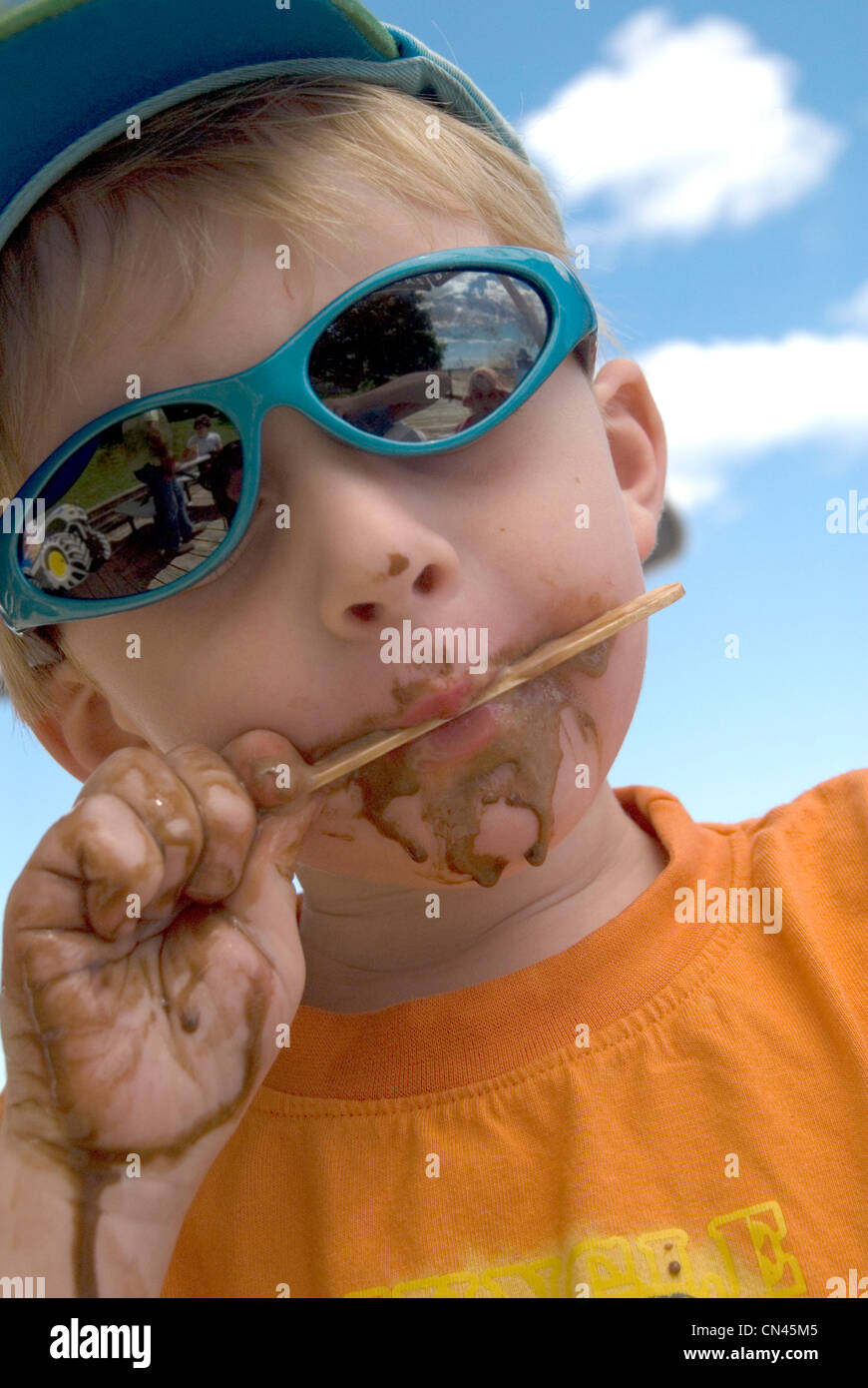 Little Boy Covered in Melted Chocolate Popsicle, The Beach, Toronto ...