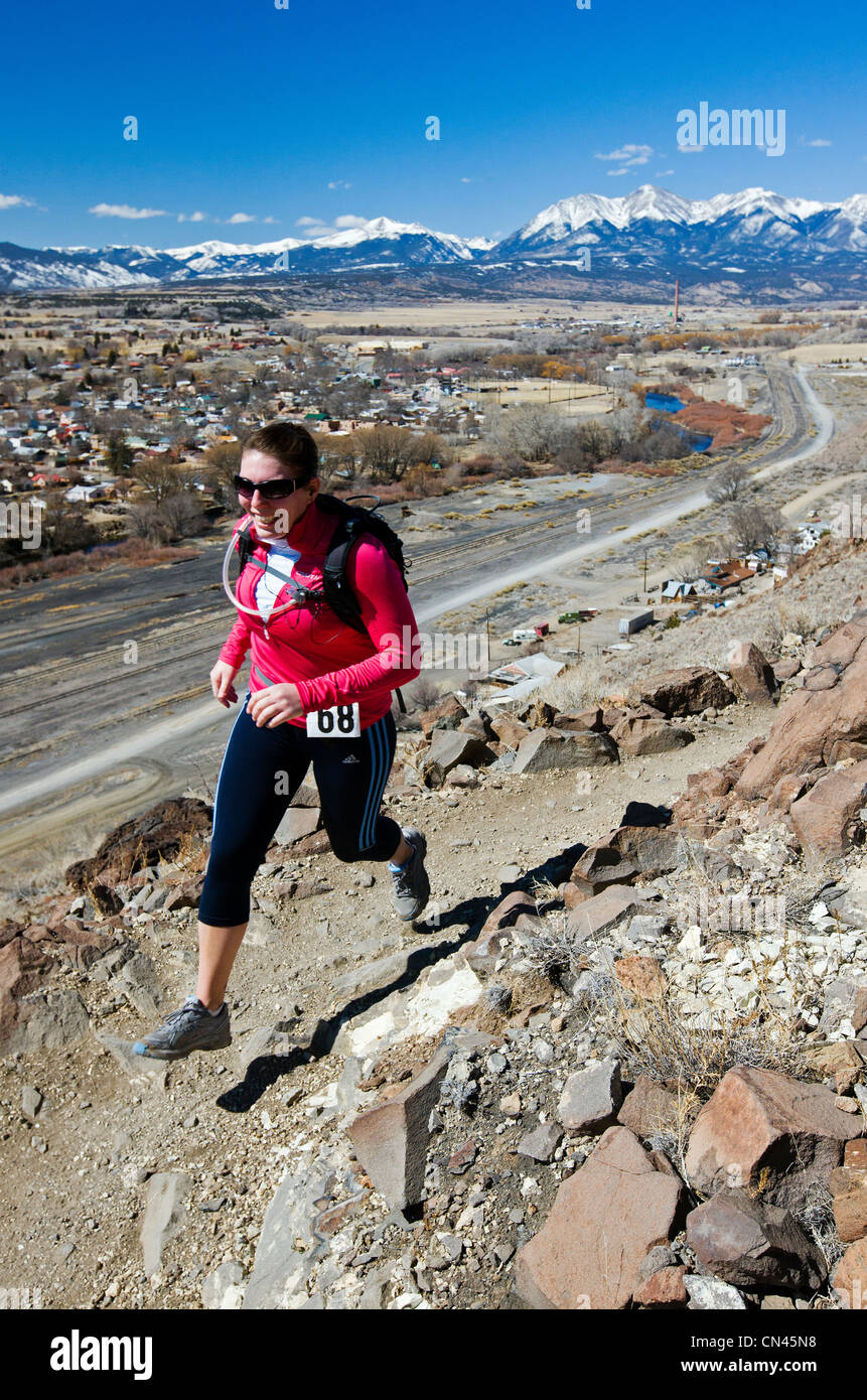 Runners compete in the Run Through Time Half Marathon, Salida, Colorado ...