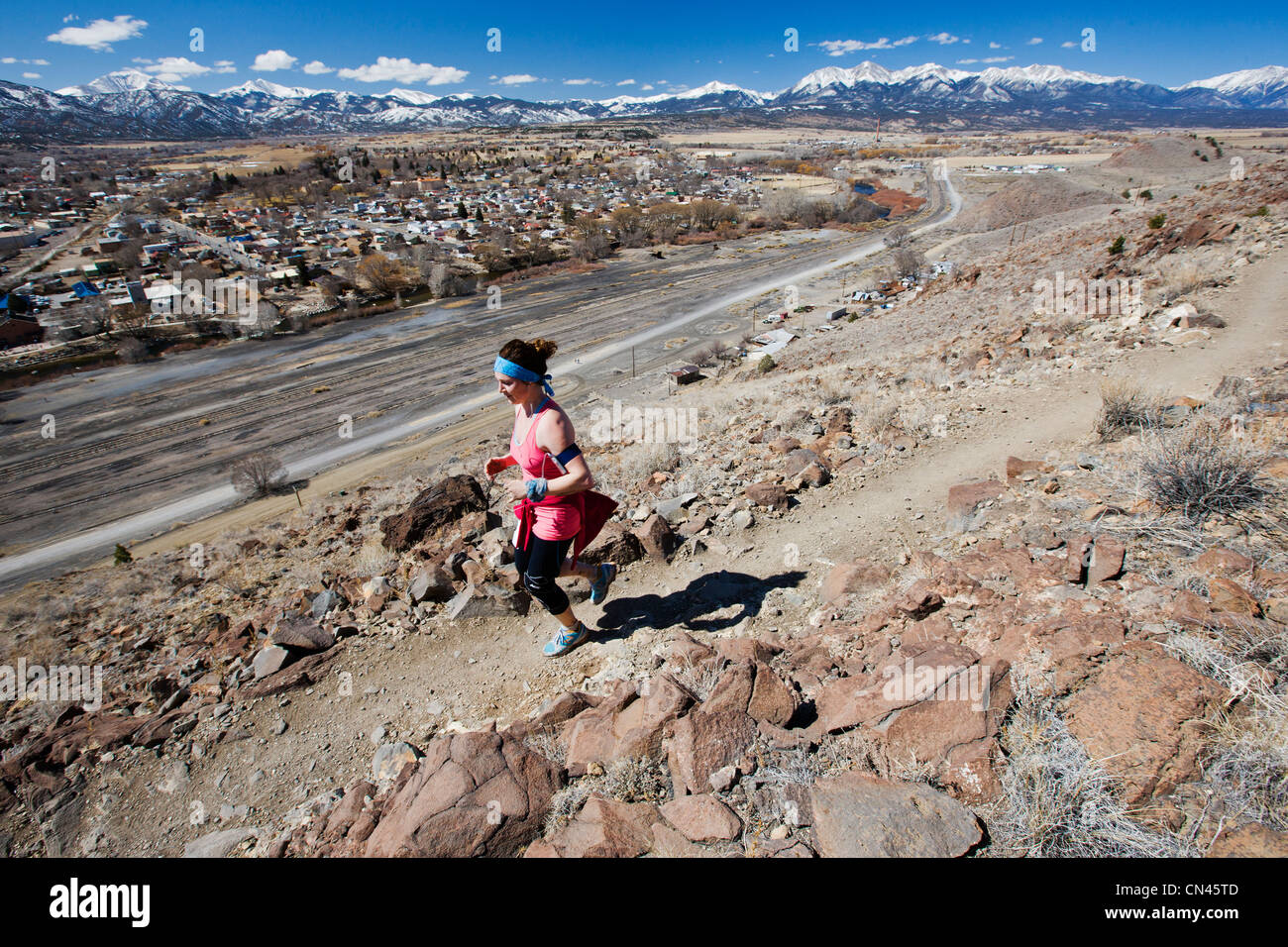 Runners compete in the Run Through Time Half Marathon, Salida, Colorado ...