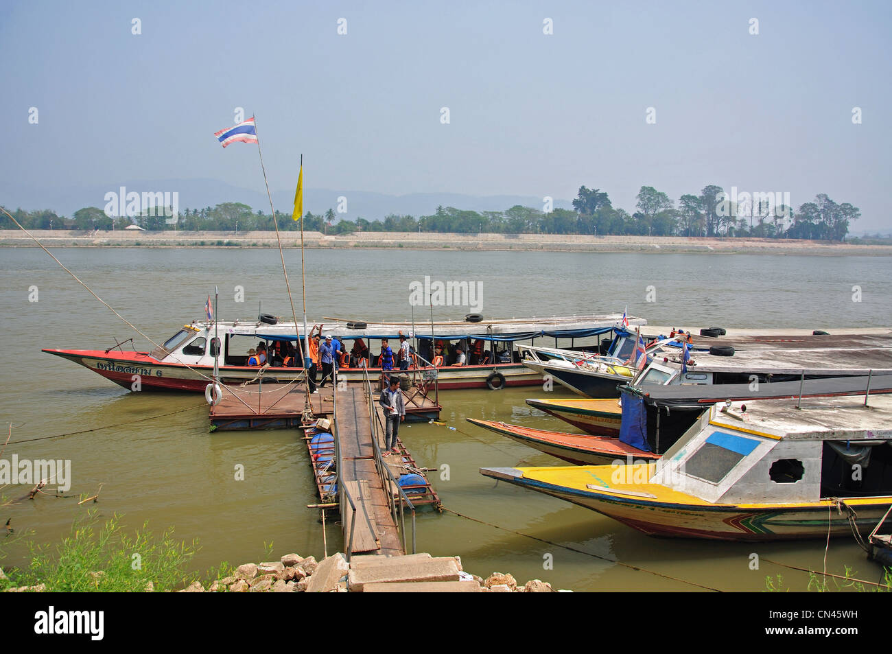 Boat departure point for river crossing to Laos, The Golden Triangle ...