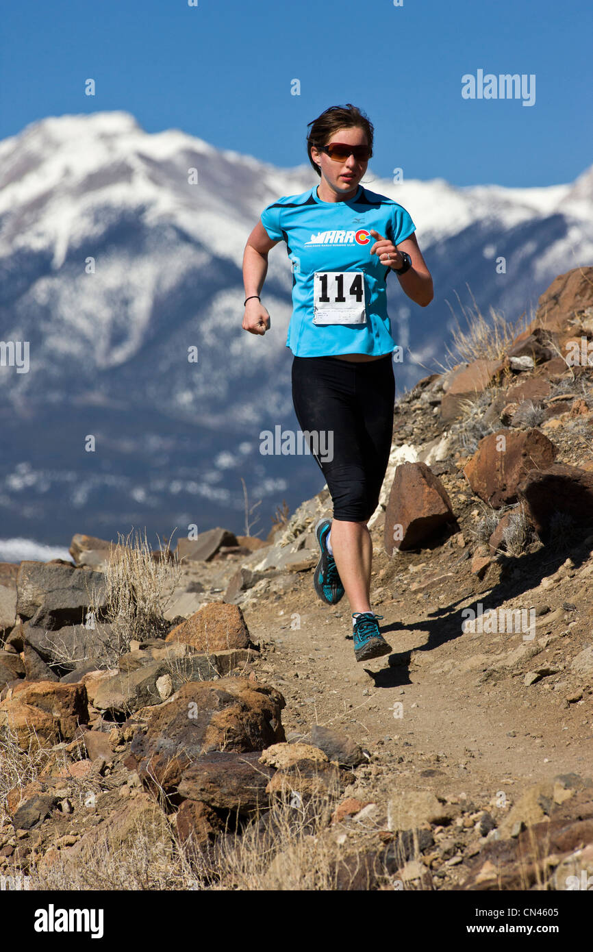 Runners compete in the Run Through Time Half Marathon, Salida, Colorado ...
