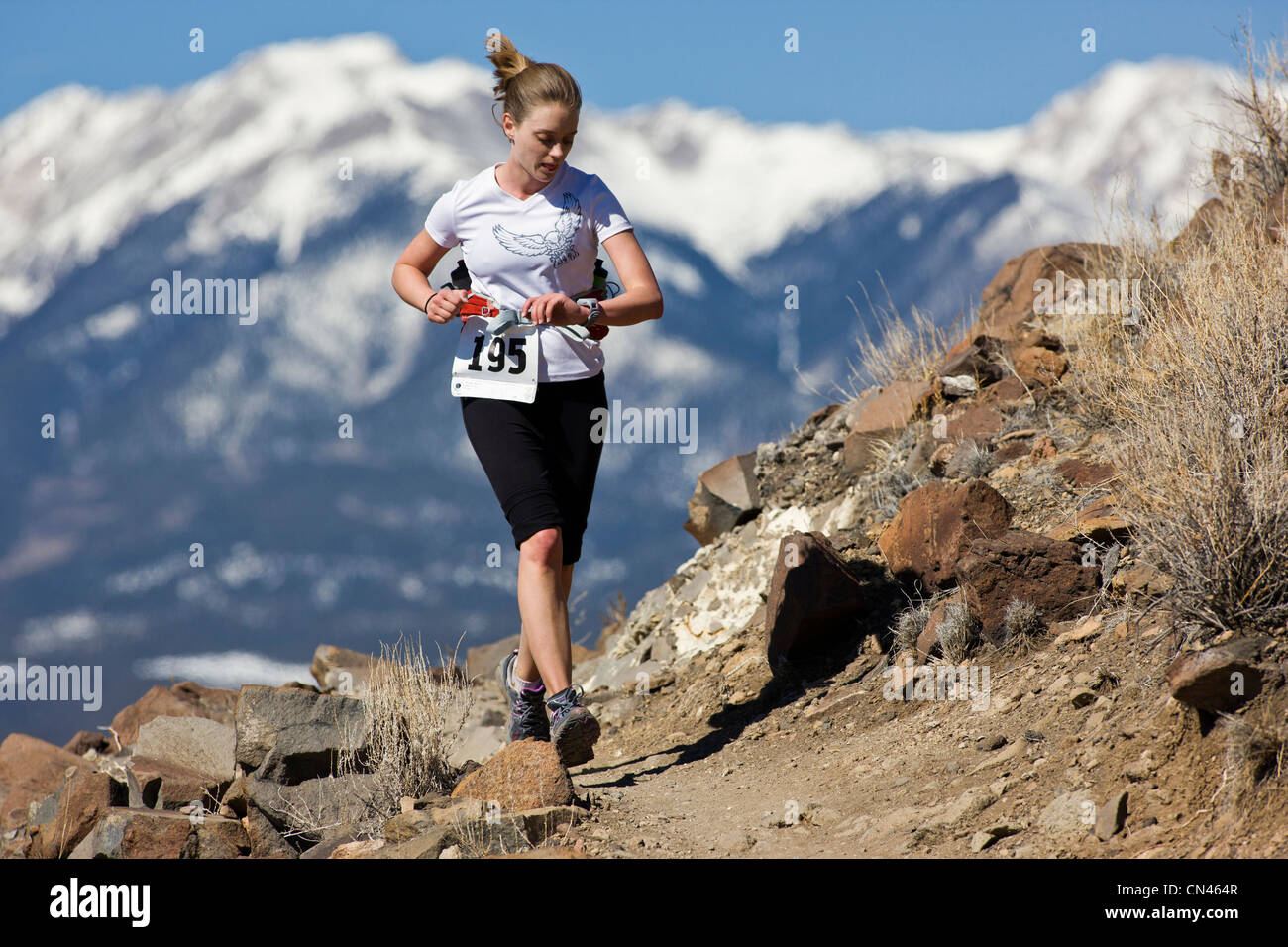 Runners compete in the Run Through Time Half Marathon, Salida, Colorado ...