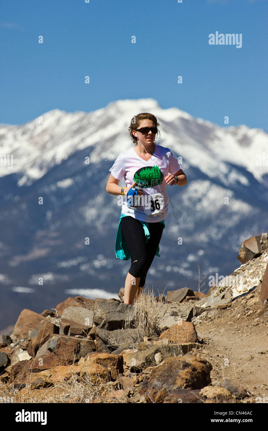 Runners compete in the Run Through Time Half Marathon, Salida, Colorado ...