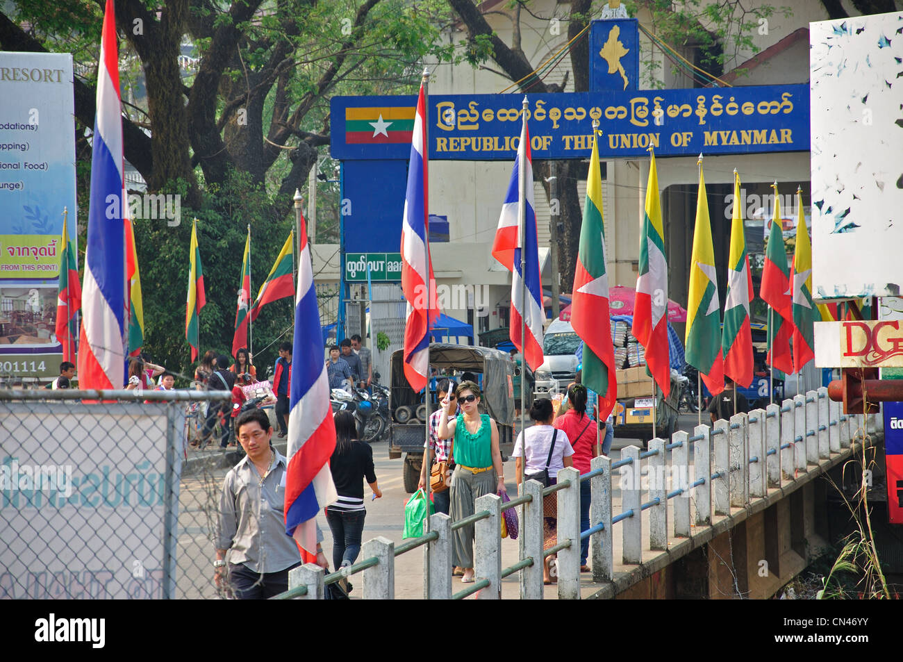 Thai-Myanmar border at Maesai, Maesai District, Chiang Rai Province ...