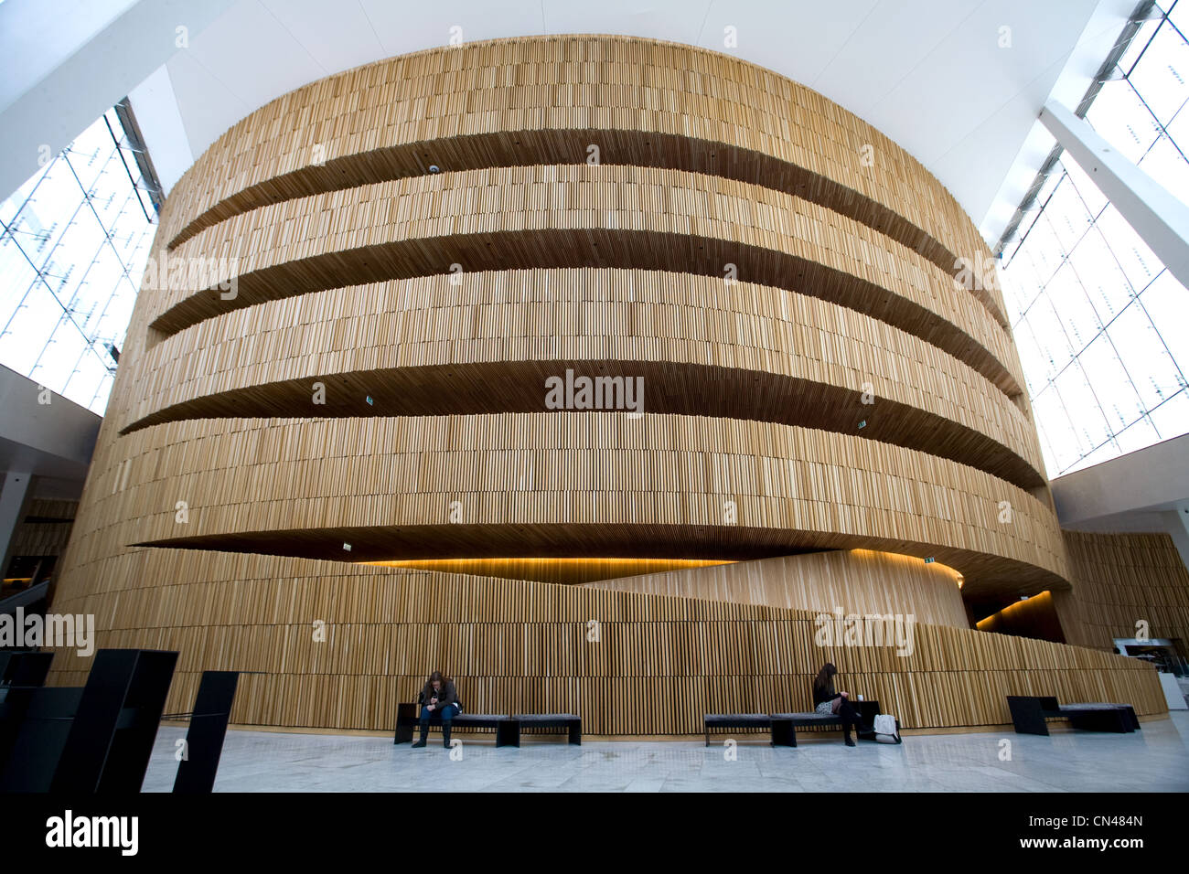 Norway, Oslo, wood structure in the hall of the new Opera house by ...