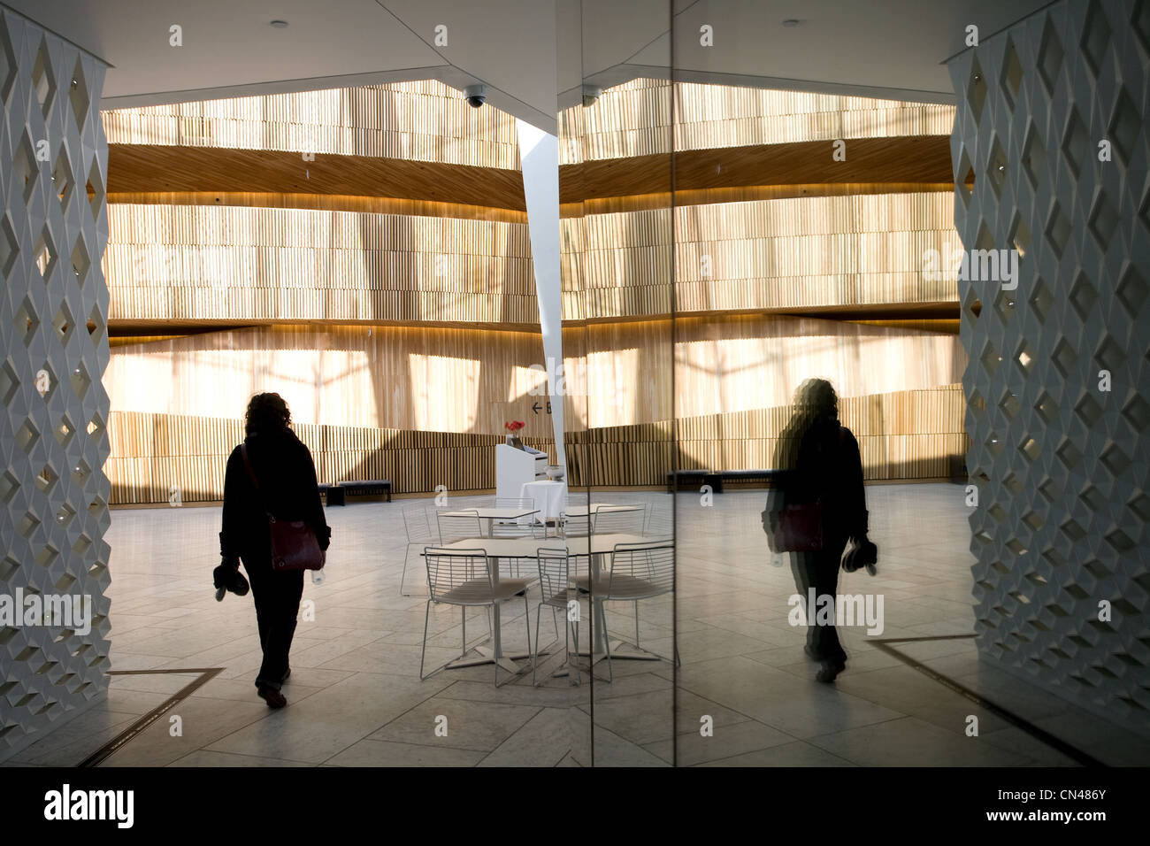 Norway, Oslo, wood structure in the hall of the new Opera house by ...