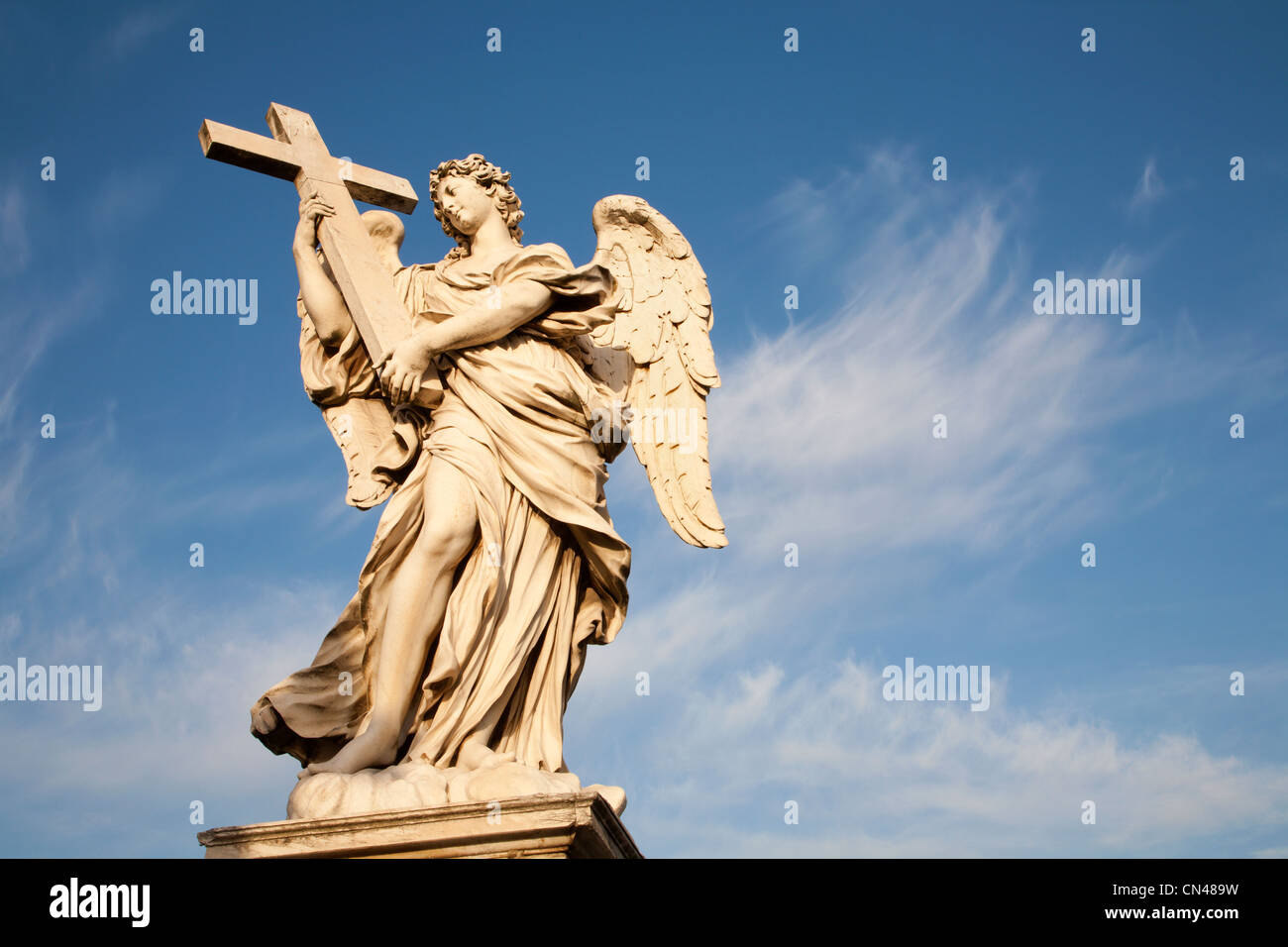 Rome - angel with the cross by Ercole Ferrata - Angels bridge Stock ...