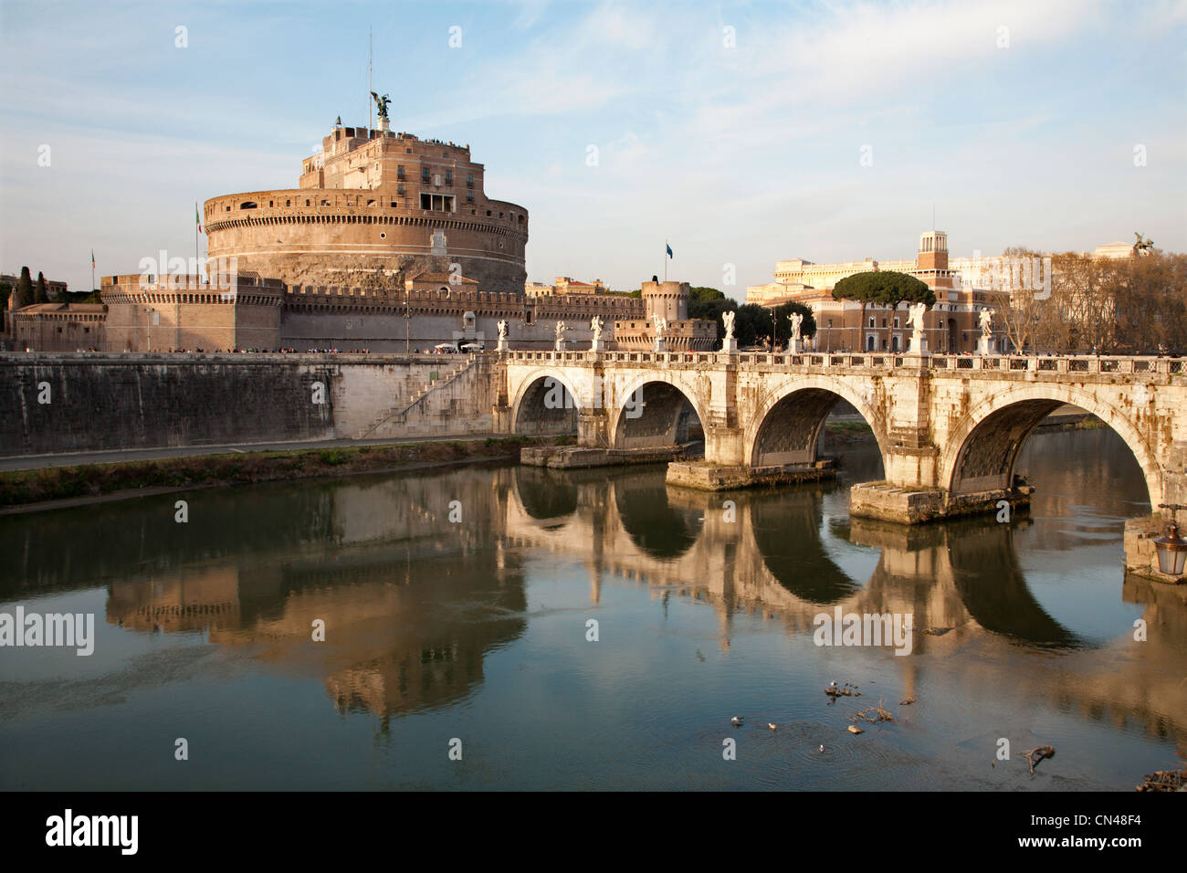 Rome - Angels bridge and castle Stock Photo - Alamy