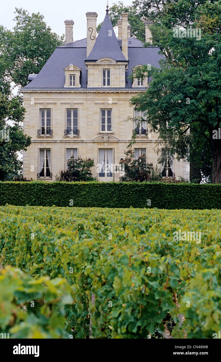 France, Gironde, Pauillac, Chateau Latour, the 19th century castle in ...