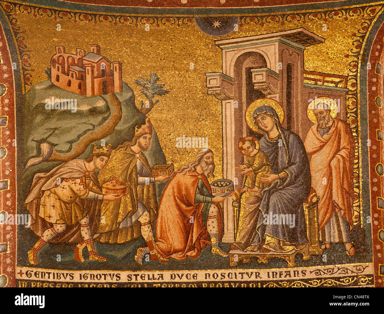 Rome - Pietro Cavallini. The Adoration of the Magi. Basilica di Santa ...