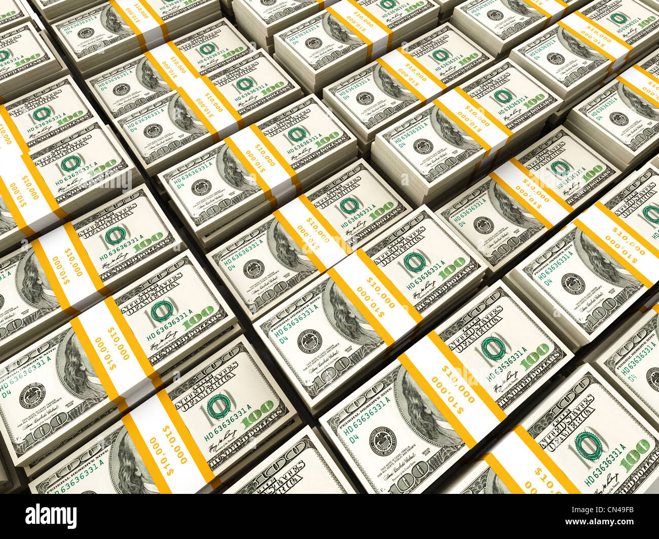 Background of rows of US dollars bundles Stock Photo - Alamy