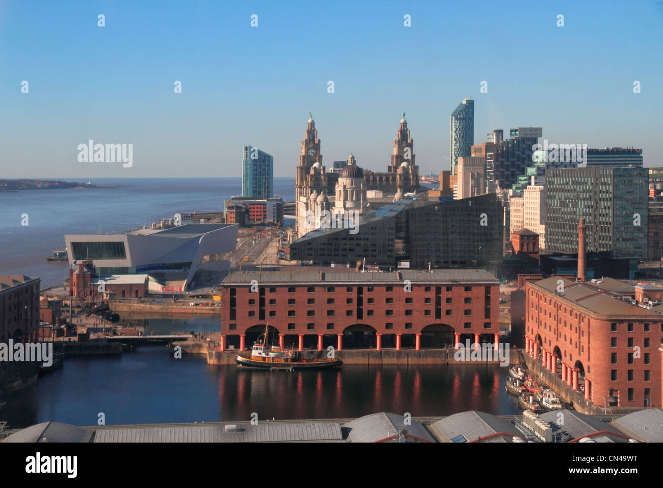 England Merseyside Liverpool, Albert Dock & Pierhead skyline Stock ...