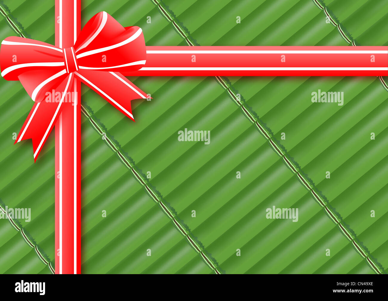 Bamboo with red gift ribbon background Stock Photo - Alamy