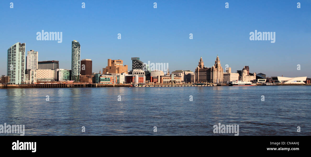 England Merseyside Liverpool panorama from river Mersey Stock Photo - Alamy
