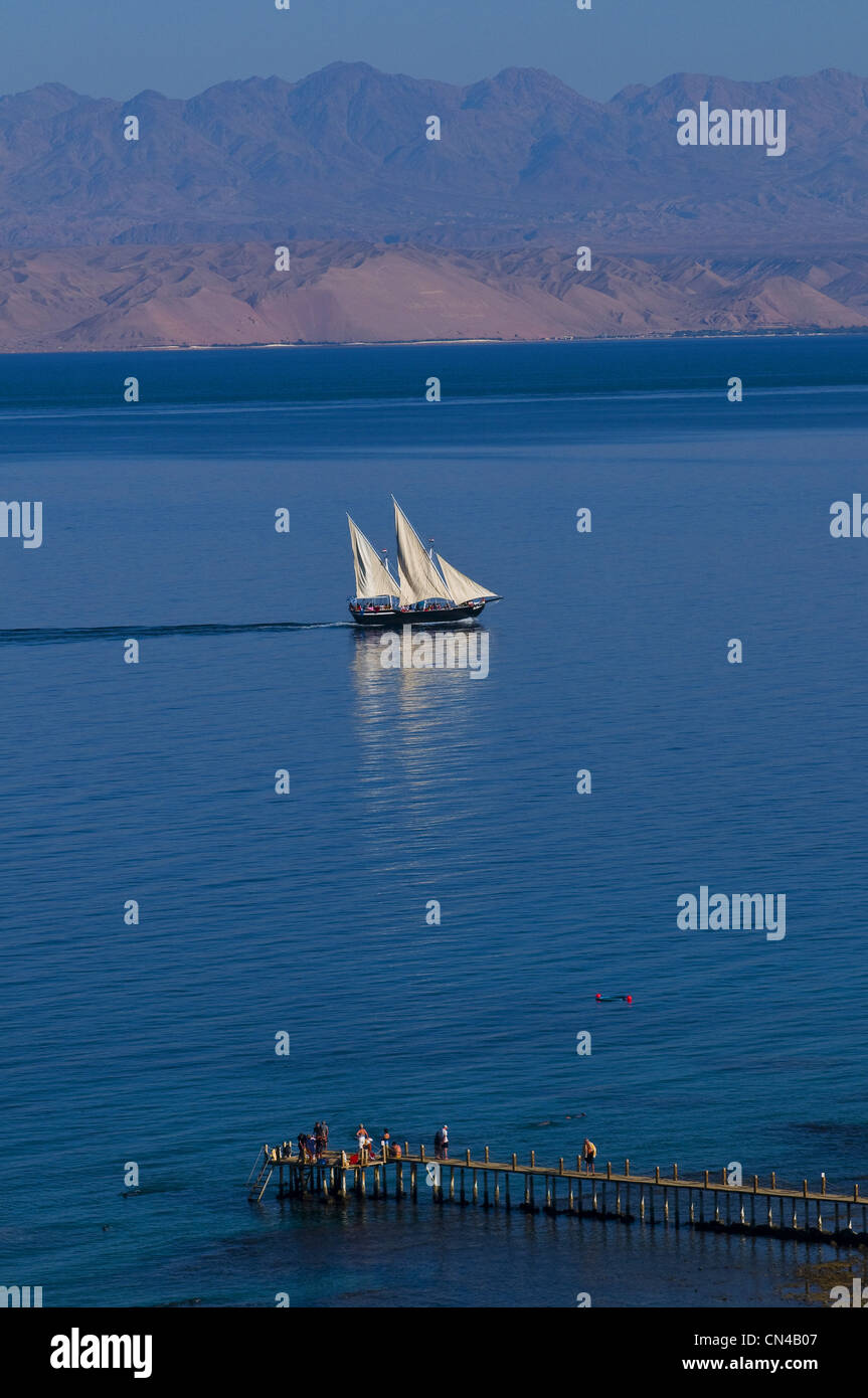 Egypt, Sinai Desert on the Red Sea, view from Taba Beach, off the ...
